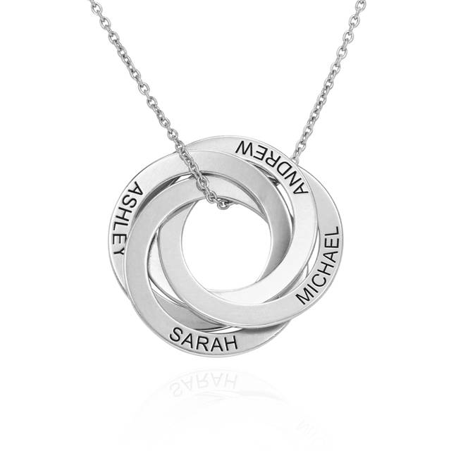 Russian Ring Necklace with 4 Rings in 10ct Solid White Gold - Theo Grace
