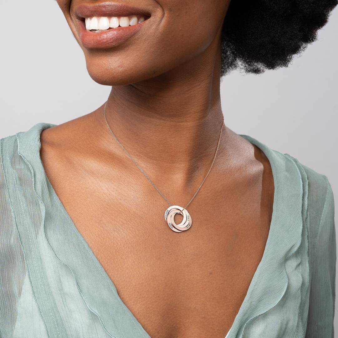 Russian Ring Necklace with 4 Rings in 18ct Rose Gold Plating - Theo Grace