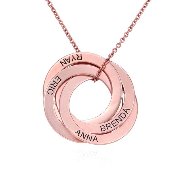 Russian Ring Necklace with 4 Rings in 18ct Rose Gold Plating - Theo Grace