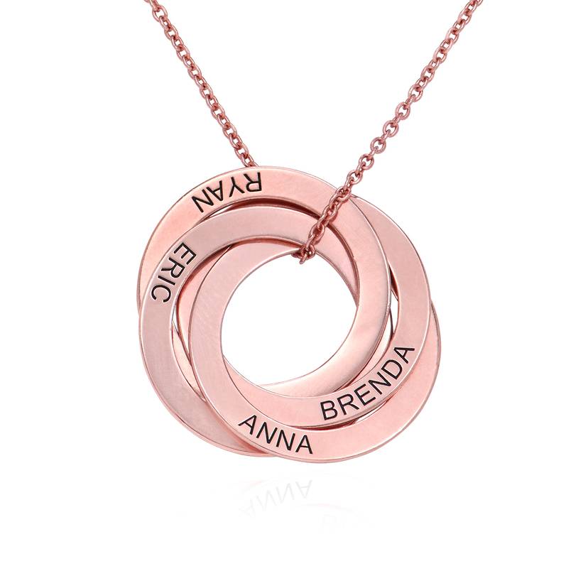 Russian Ring Necklace with 4 Rings in 18ct Rose Gold Plating - Theo Grace