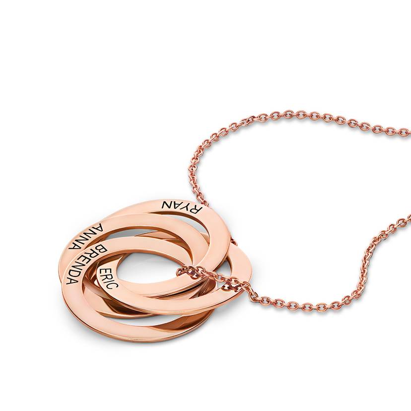 Russian Ring Necklace with 4 Rings in 18ct Rose Gold Plating - Theo Grace