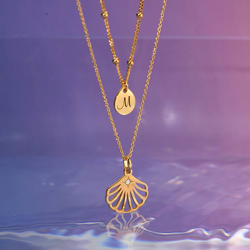 Ariel Shell Initial Necklace with Diamond in Gold Vermeil - Theo Grace