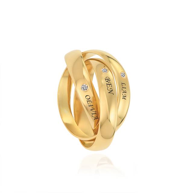 Charlize Russian Ring with Diamonds in 18ct Gold Plating - Theo Grace