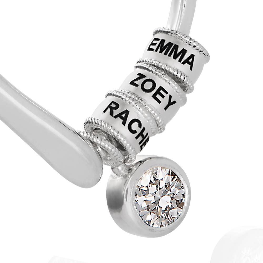 Charming Heart Necklace with Engraved Beads and 1ct Diamond in Silver ...