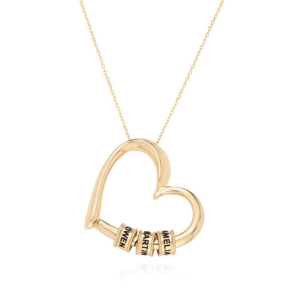 Charming Heart Necklace with Engraved Beads in 10ct Solid Yellow Gold ...