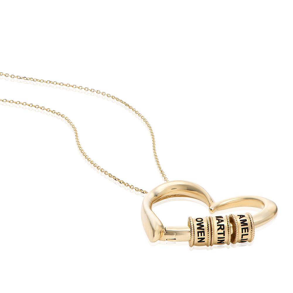 Charming Heart Necklace with Engraved Beads in 10ct Solid Yellow Gold ...