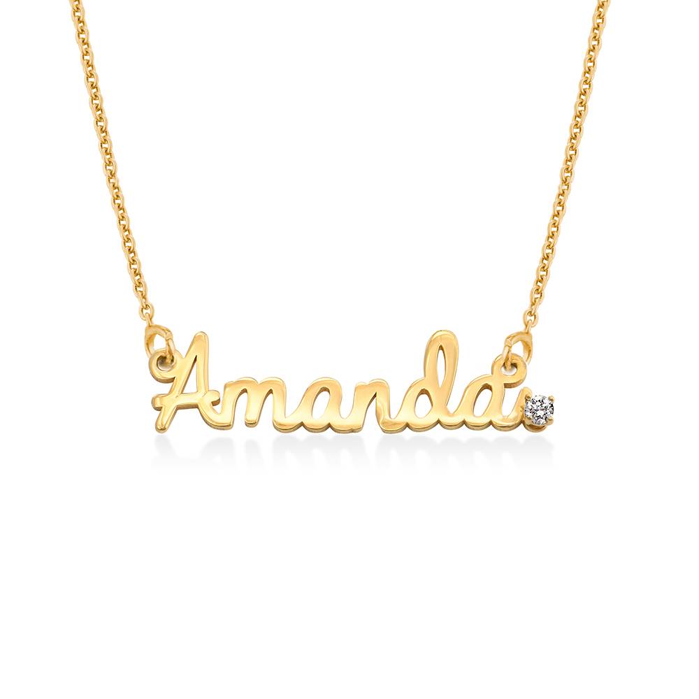 Personalised Cursive Name Necklace with Diamond in 18ct Gold Plating ...