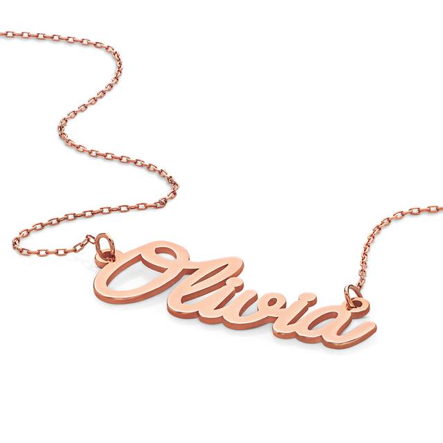 Personalised Cursive Name Necklace in 18ct Rose Gold Plating - Theo ...