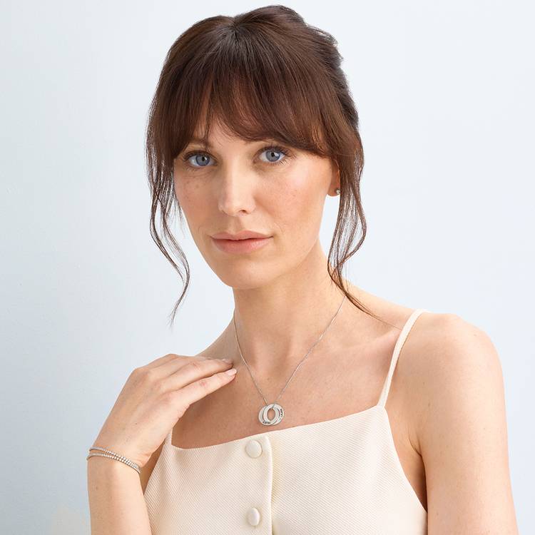 Russian Ring Necklace with 2 Rings and Diamonds in Sterling Silver - Theo Grace