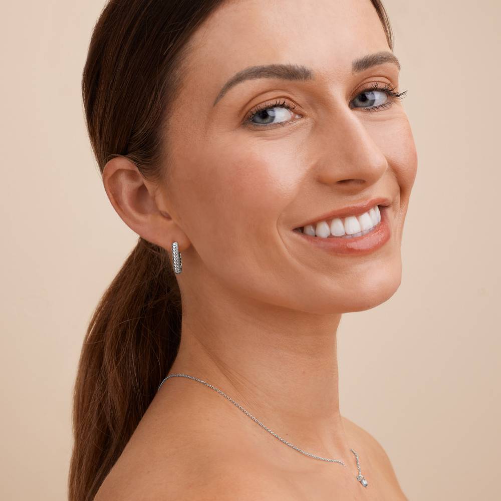 Aria Rope Huggies in Sterling Silver - Theo Grace