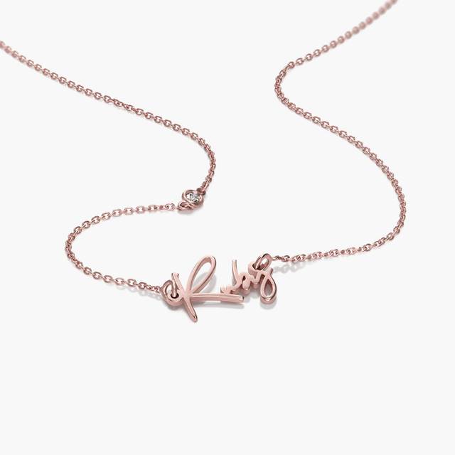 Paris Name Necklace with Diamond in 18ct Rose Gold Vermeil - Theo Grace