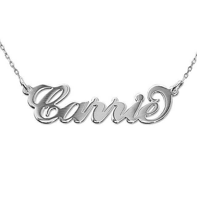 Extra Thick Carrie Name Necklace in 14ct Solid White Gold - Theo Grace