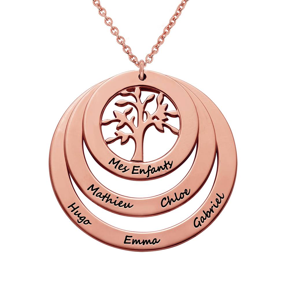 Family Circle Necklace with Hanging Family Tree in Rose Gold Plating ...