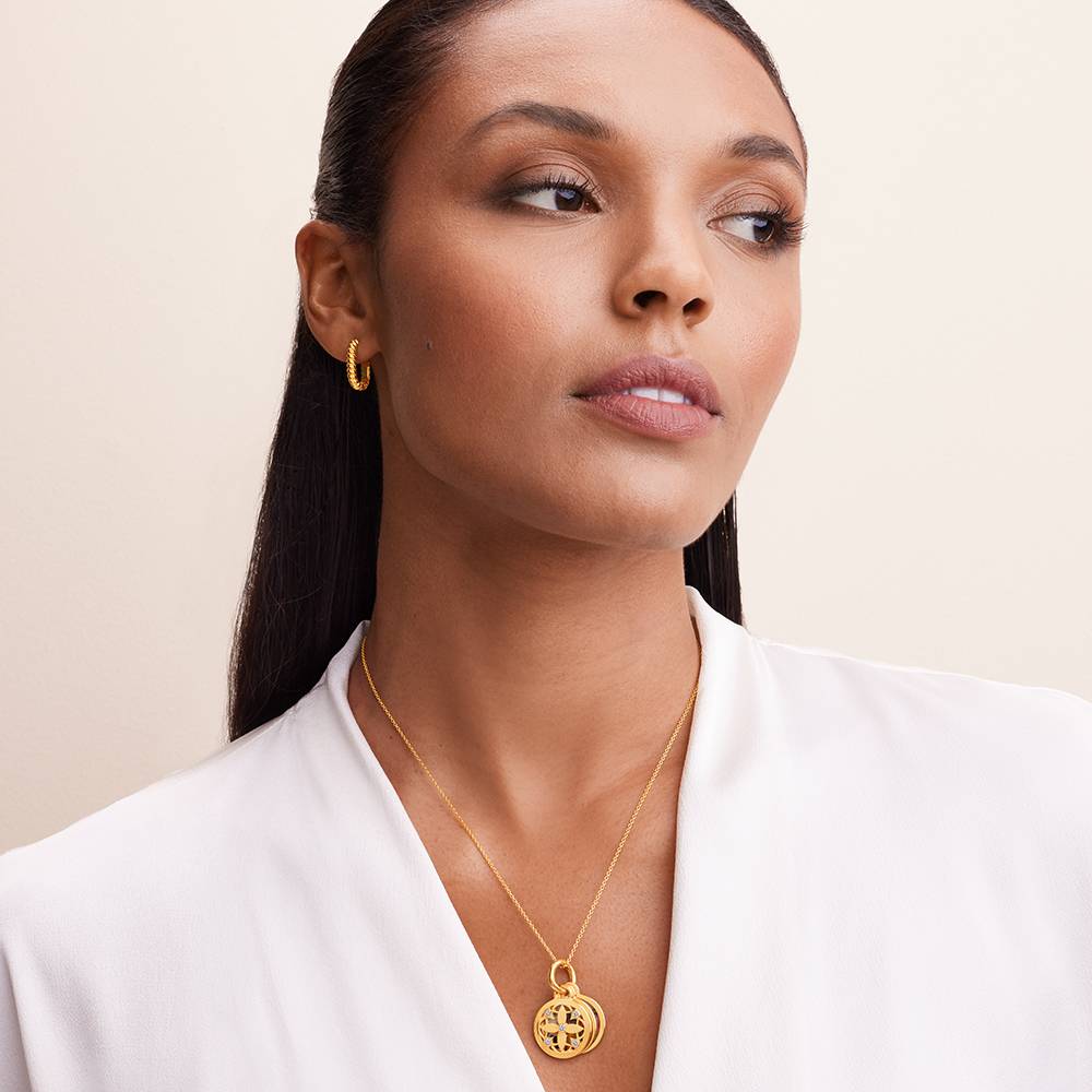 Floret Photo Pendant Necklace in 18ct Gold Vermeil with Diamonds - Theo Grace (Formerly MYKA)