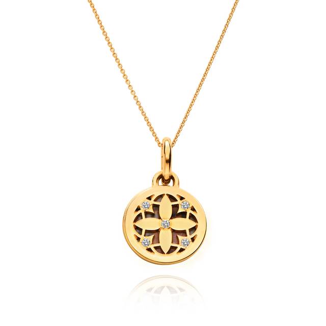 Floret Photo Pendant Necklace in 18ct Gold Vermeil with Diamonds - Theo Grace (Formerly MYKA)
