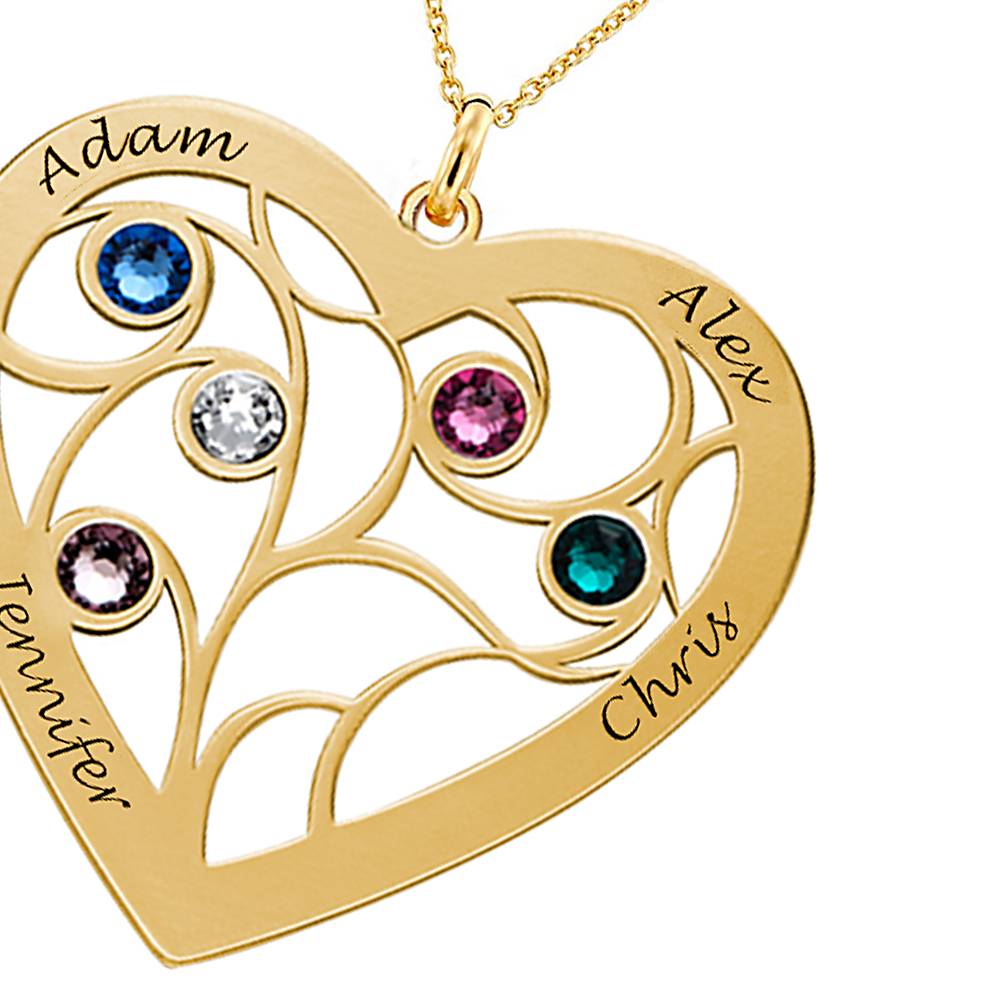 Heart Family Tree Necklace with Birthstones in 18ct Gold Vermeil - Theo ...