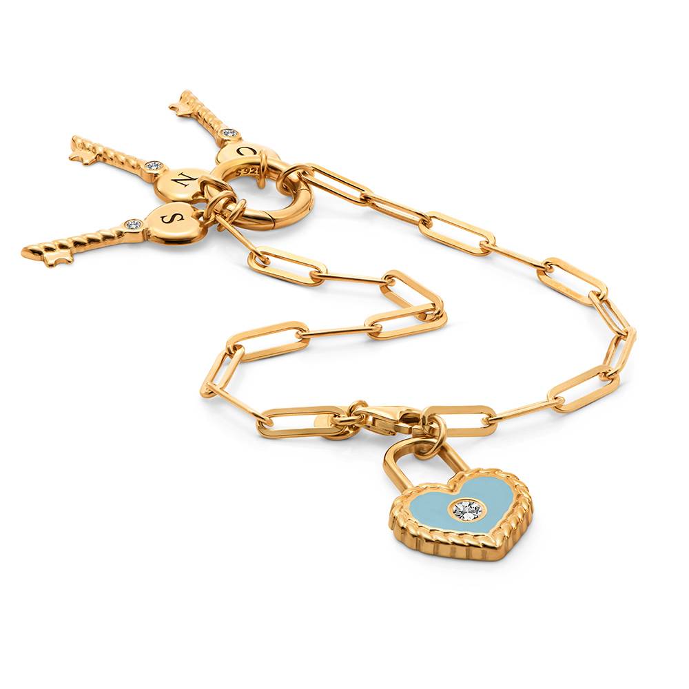Heart Lock & Key Initial Bracelet in Gold - Theo Grace (Formerly MYKA)