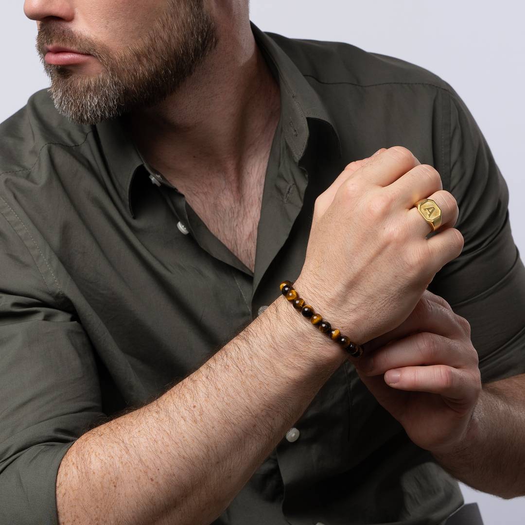 Heritage Initial Ring for Men in Gold Plating - Theo Grace