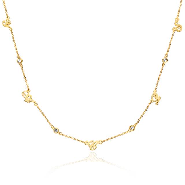 Heritage Multiple Initial Necklace with Diamonds in Gold Plating - Theo ...