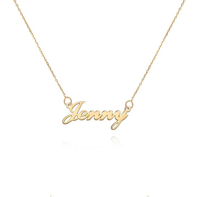 Hollywood Small Name Necklace in 14ct Solid Yellow Gold - Theo Grace ...