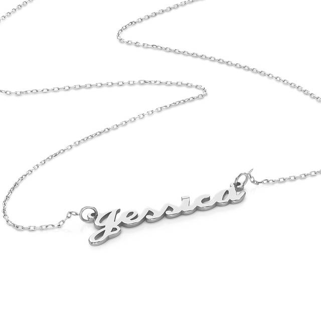 Tiny Classic Name Necklace in 14ct Solid White Gold - Theo Grace