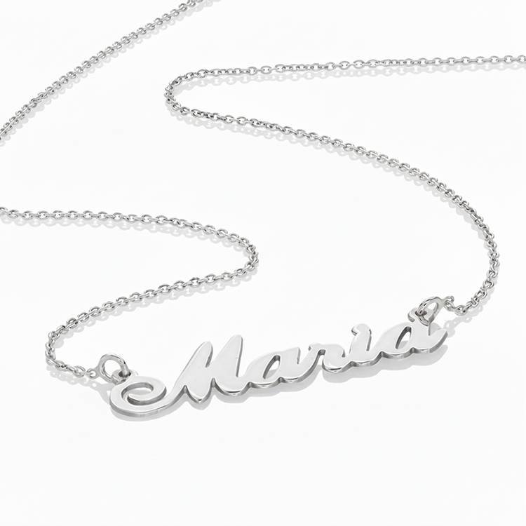 Hollywood Small Name Necklace in Silver - Theo Grace