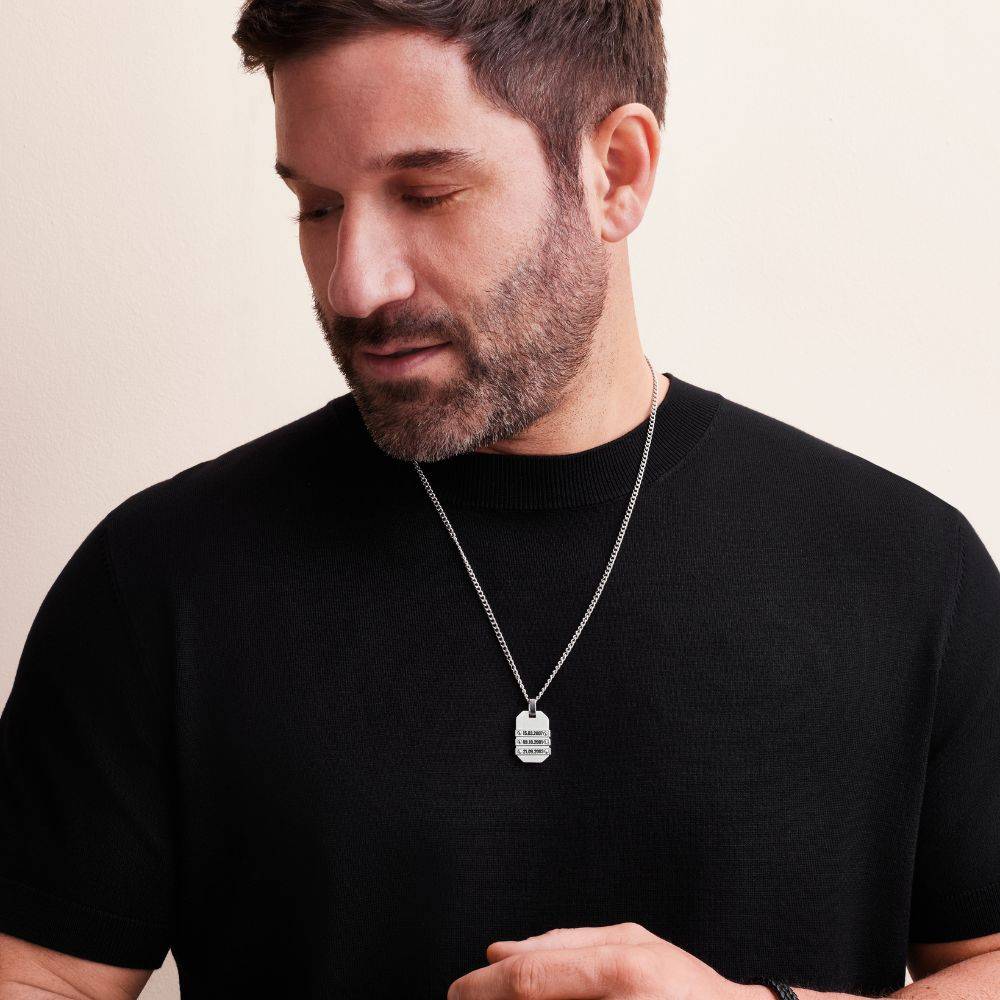Iron Tag Necklace for Men in Stainless Steel - Theo Grace