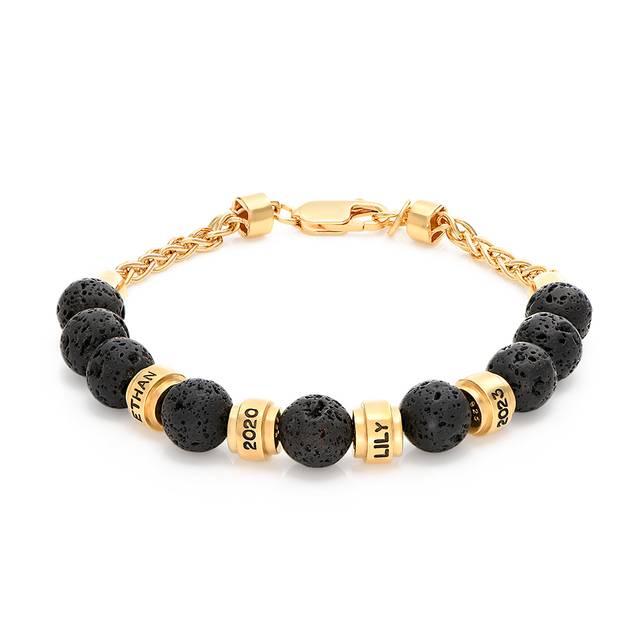 Jack Lava and Personalised Bead Bracelet for Men in Gold Plating - Theo ...