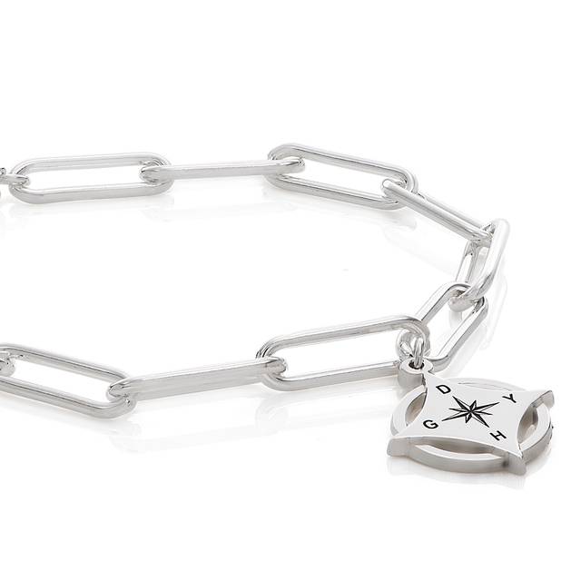 Kaia Initial Compass Bracelet in Sterling Silver - Theo Grace