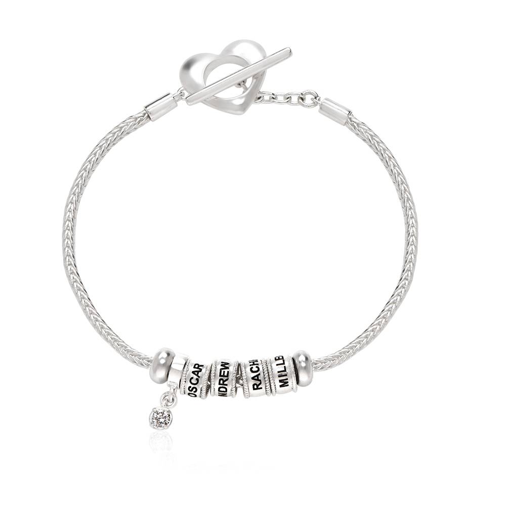 Linda Toggle Heart Charm Bracelet with Diamond in Sterling Silver ...