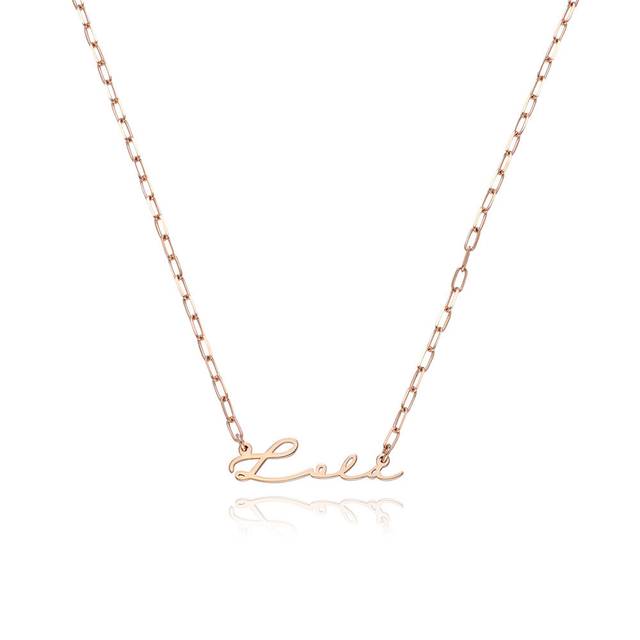 Signature Link Chain Name Necklace in Rose Gold Plating - Theo Grace