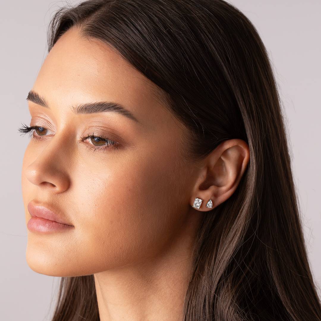 Lorelai Rectangle Stud Earrings in Sterling Silver - Theo Grace ...