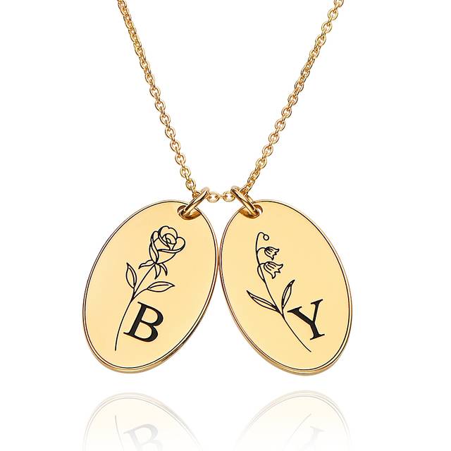 Prairie Birth Flower Initial Necklace in Gold Vermeil - Theo Grace