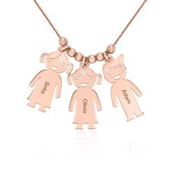 Mother Necklace with Engraved Children Charms in 18ct Rose Gold Plating ...