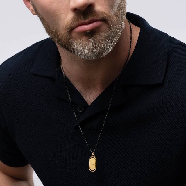 Oliver Modern Army Tag Necklace in Gold Plating - Theo Grace
