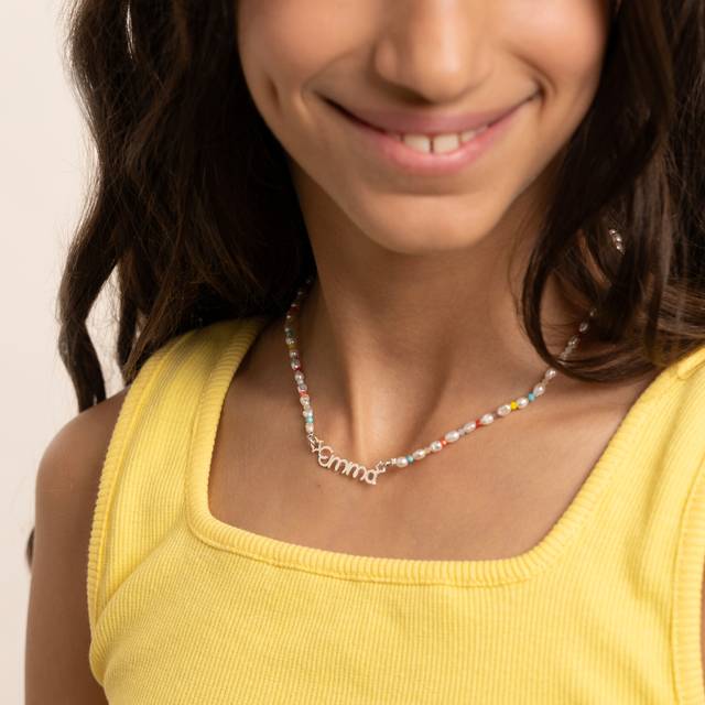 Pearl Candy Girl's Name Necklace in Sterling Silver - Theo Grace ...