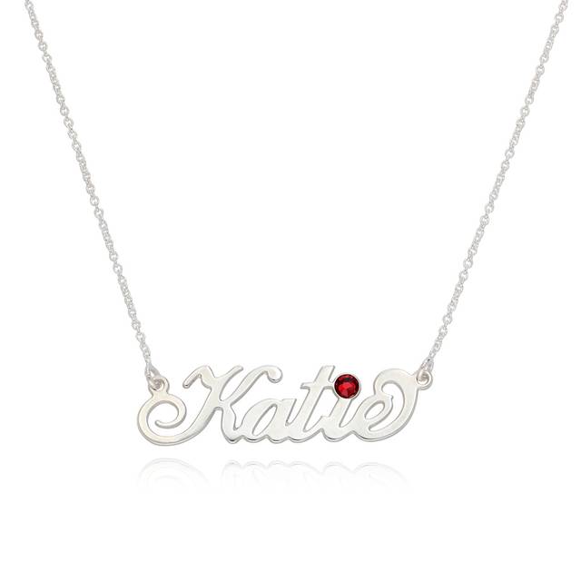 Carrie Name Necklace with Birthstone in Silver - Theo Grace