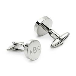 Personalised Round Letter Cufflinks in Stainless Steel - Theo Grace