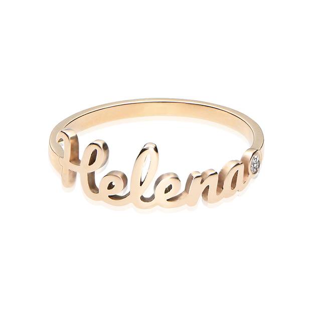 Script Name Ring with Diamond in 14ct Solid Yellow Gold - Theo Grace