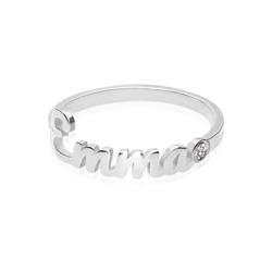 Script Name Ring with Diamond in Sterling Silver - Theo Grace (Formerly MYKA)