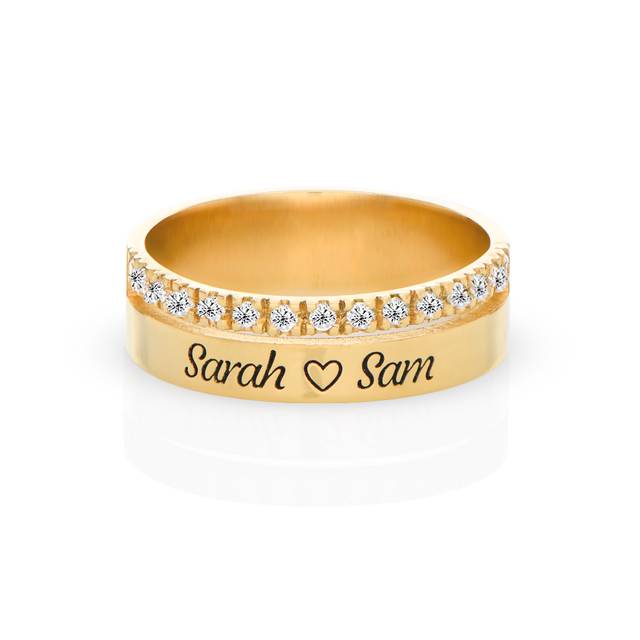 Sofia Double Band Ring with 0.15ct Diamonds in 18ct Gold Plating - Theo Grace