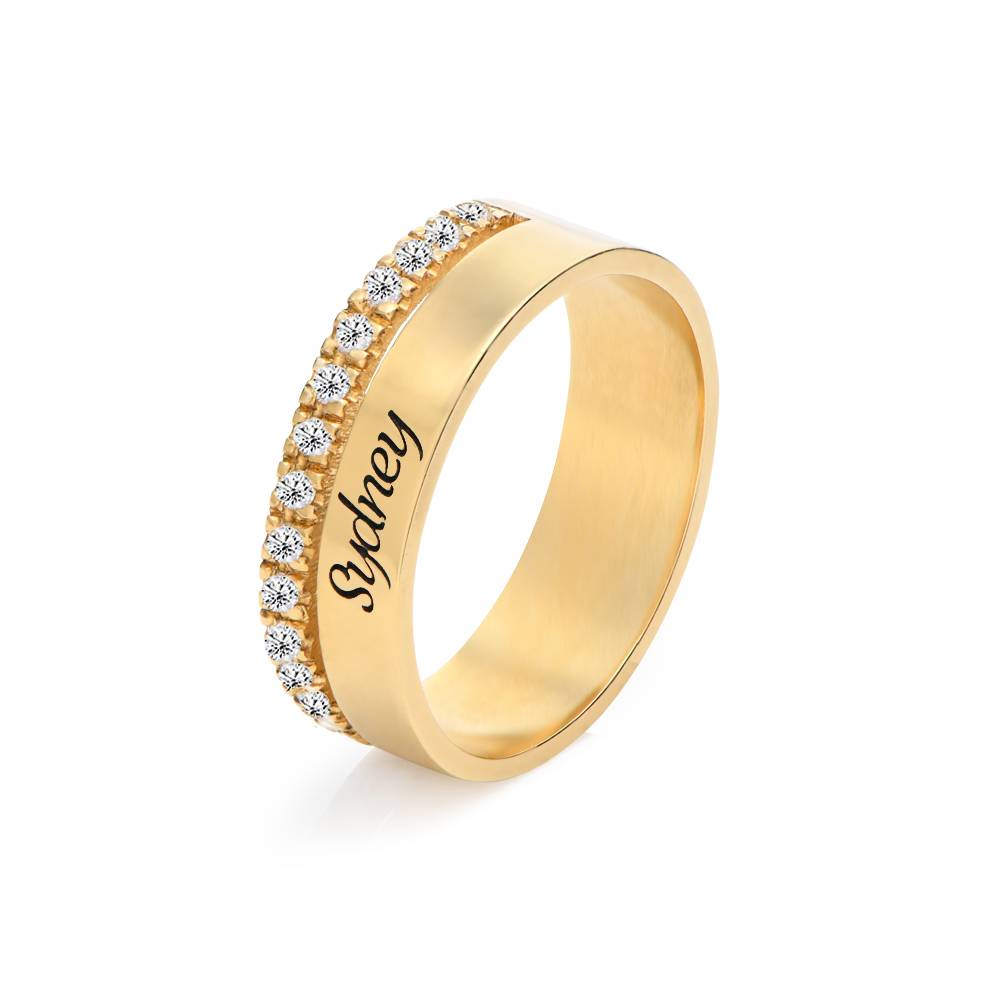 Sofia Double Band Ring with 0.15ct Diamonds in 18ct Gold Vermeil - Theo Grace