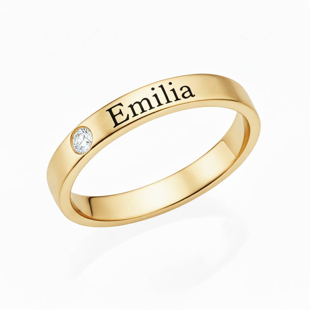 Stackable Diamond Name Ring in Gold Plating - Theo Grace