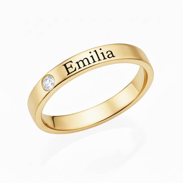 Stackable Diamond Name Ring in Gold Plating - Theo Grace