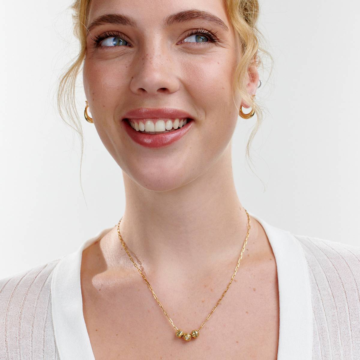 The Balance Necklace with 8ct Diamond Bead in Gold Plating - Theo Grace