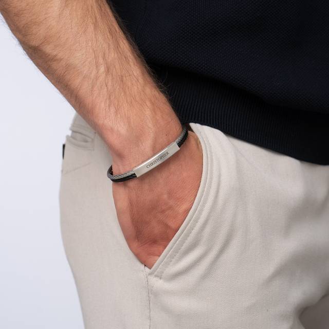 The Two Toned Leader Personalised Men's Cuff Bracelet in Stainless ...