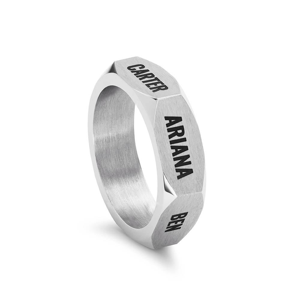 Titan Hexagon Ring for Men in Stainless Steel - Theo Grace