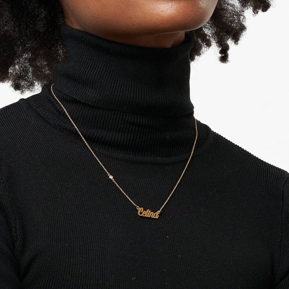 Twirl Script Name Necklace with Diamond in Gold Vermeil - Theo Grace