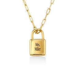 Allie Padlock Initials Link Necklace in Gold Vermeil - Theo Grace