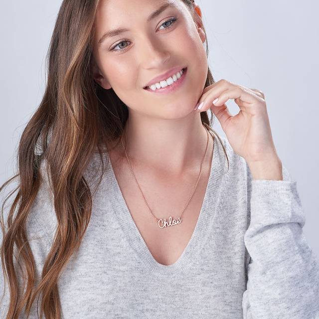 Cursive Name Necklace in Rose Gold Plating - Theo Grace